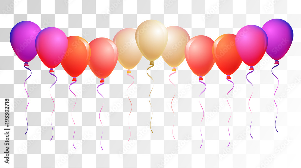 Helium Balloons Realistic Vector Colored Collection. Music Festival ...