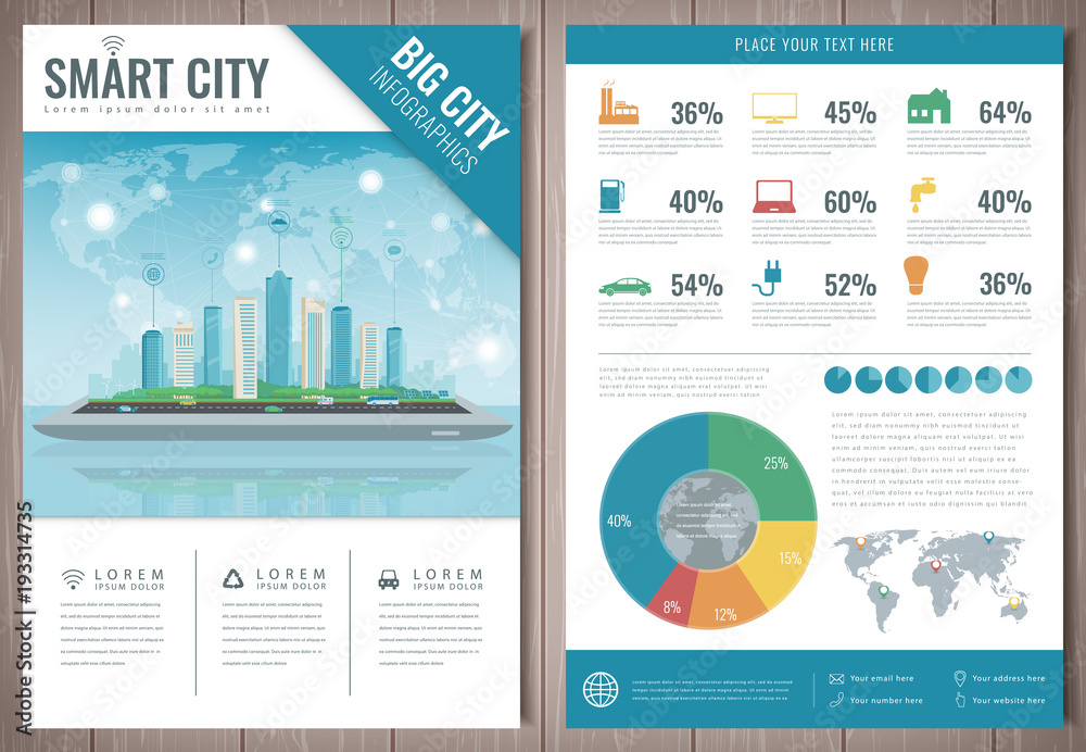 Smart city brochure with infographic elements. Template of magazine ...