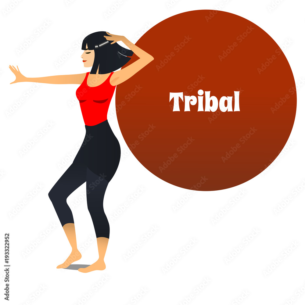 Tribal Dancer. Dancing Girl in Cartoon Style for Fliers Posters Banners ...