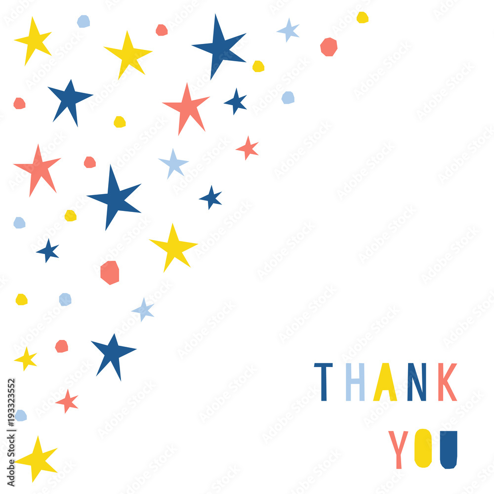 Abstract thank you card template. Handmade childish letters pattern ...