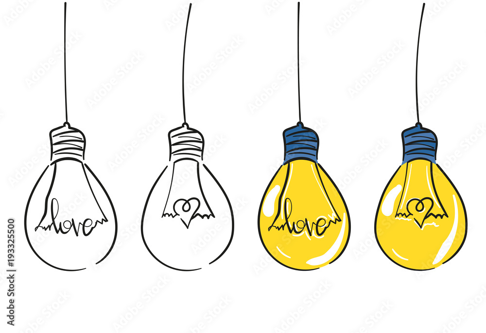 Vector light bulb, symbol of heart and love ,symbol of innovation and ...
