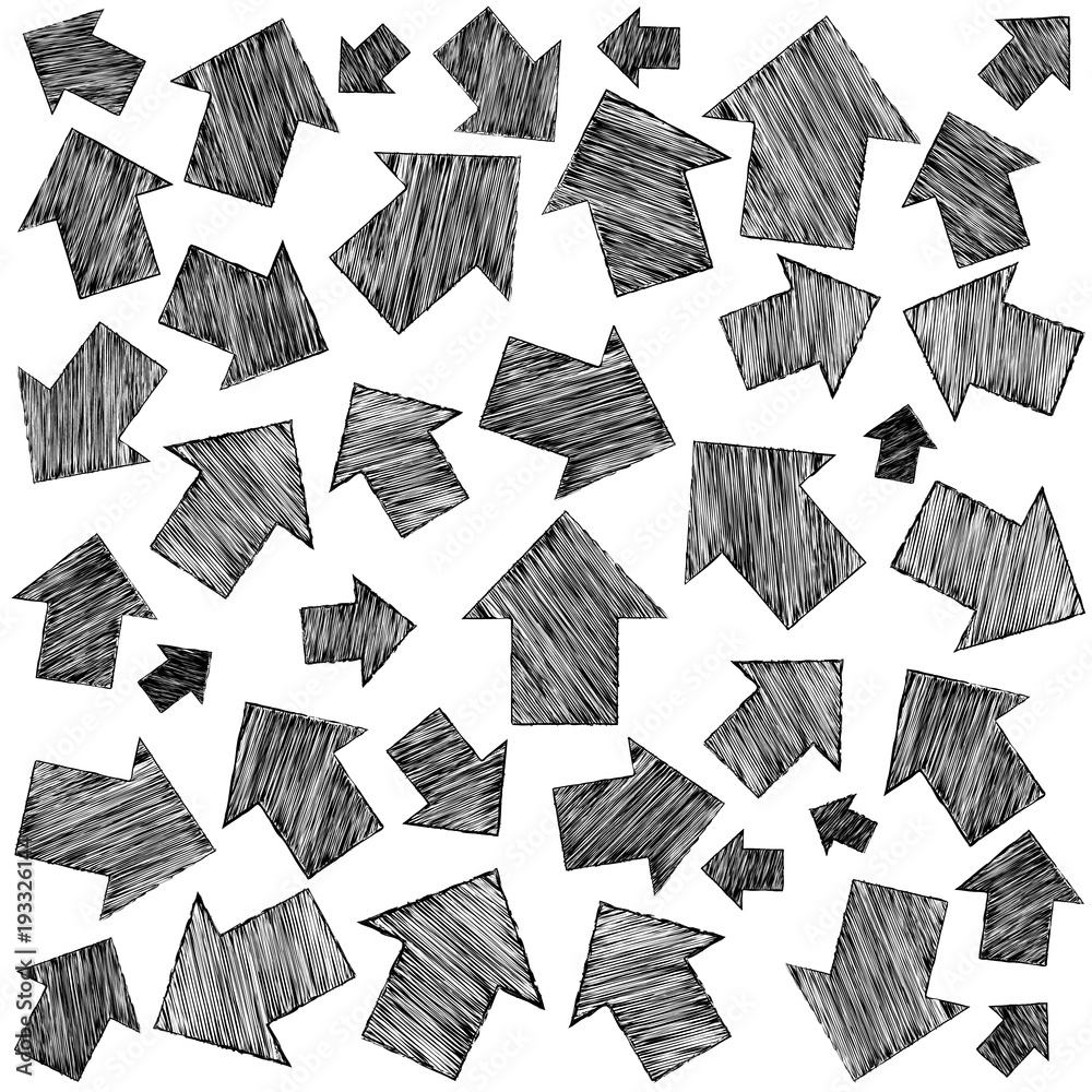 Sketch of arrows showing different directions. Hand drawing. Vector ...