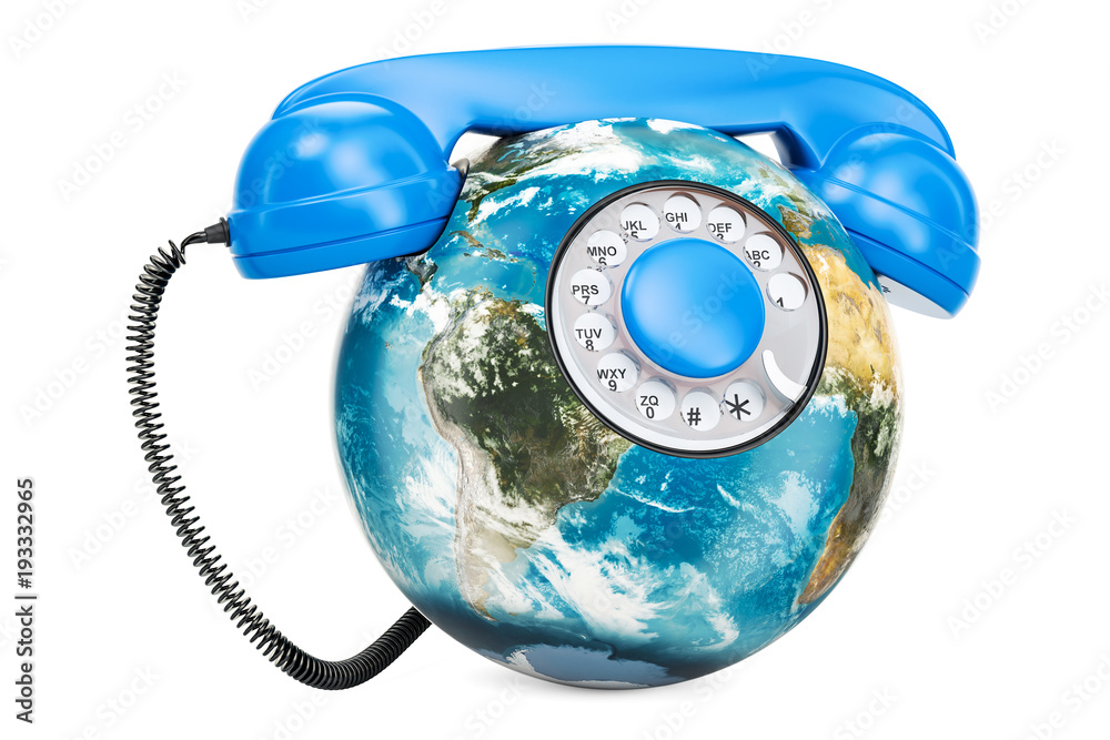Earth Globe in the shape of phone, global communication concept. 3D ...