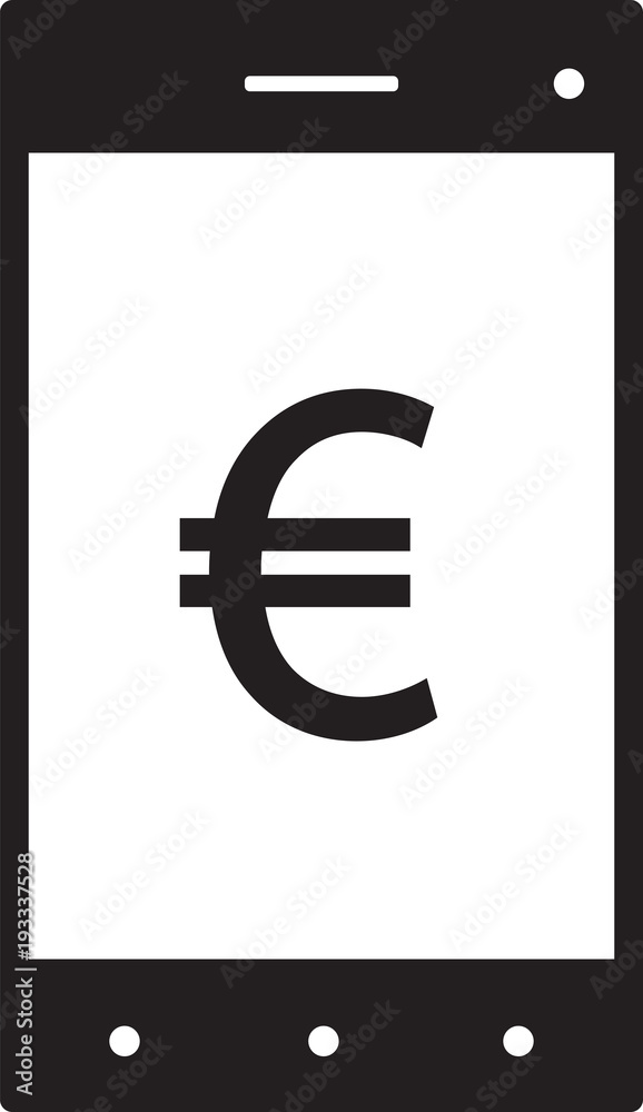 Euro currency icon or logo vector on a cell phone, mobile phone or ...