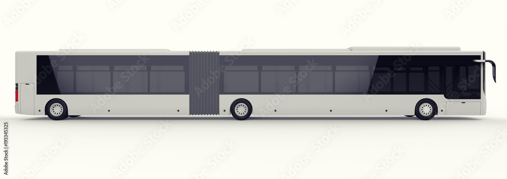 A large city bus with an additional elongated part for large passenger ...