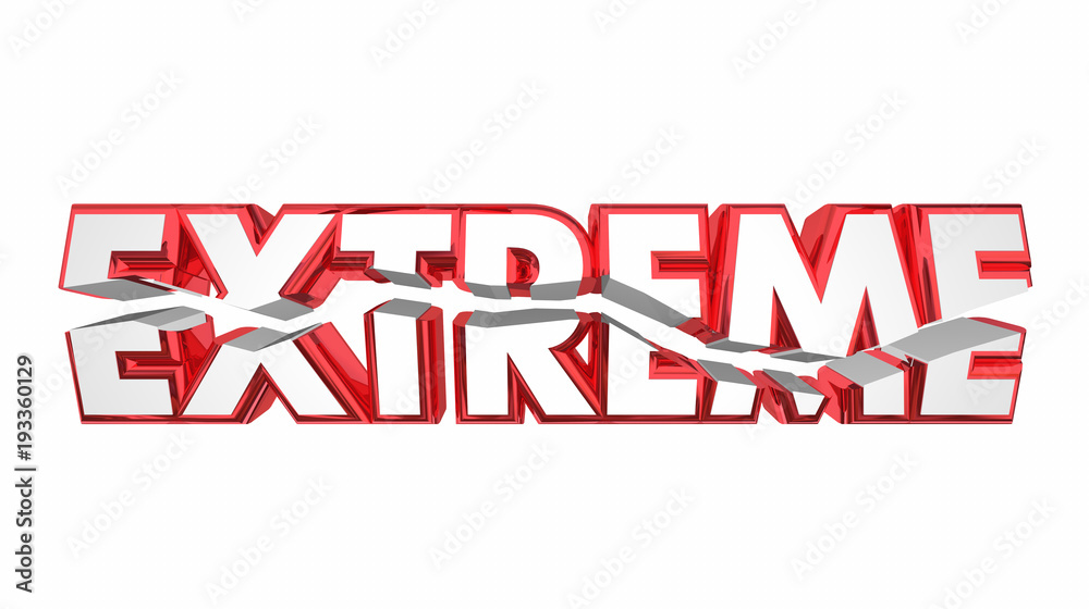 Extreme Intense Major Adjective Word Cracking 3d Illustration