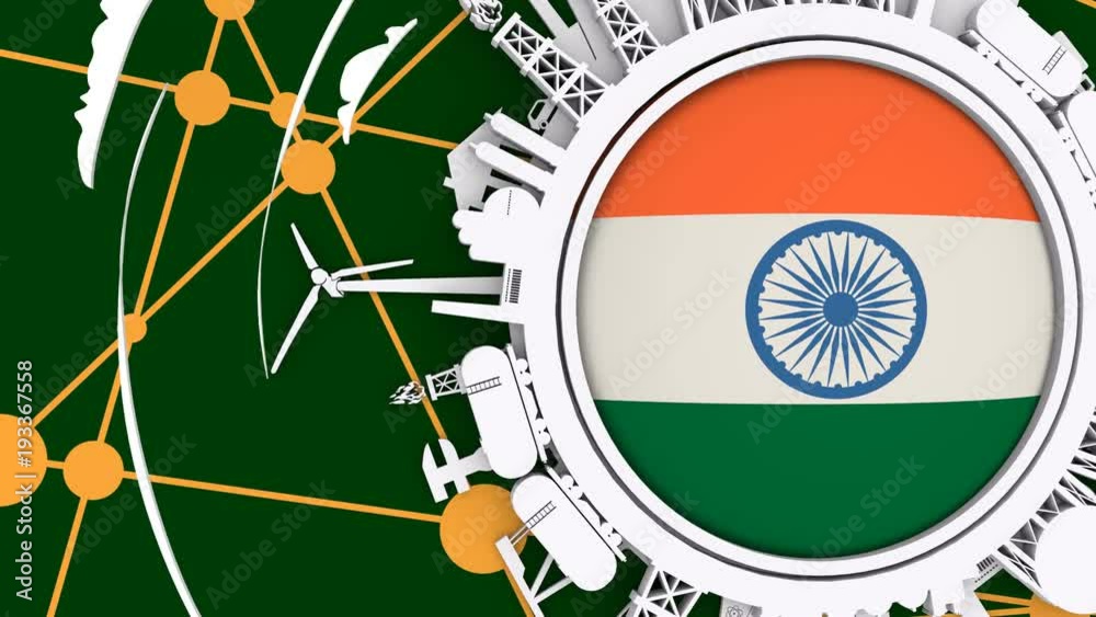 Circle with energy relative silhouettes. Objects located around ...