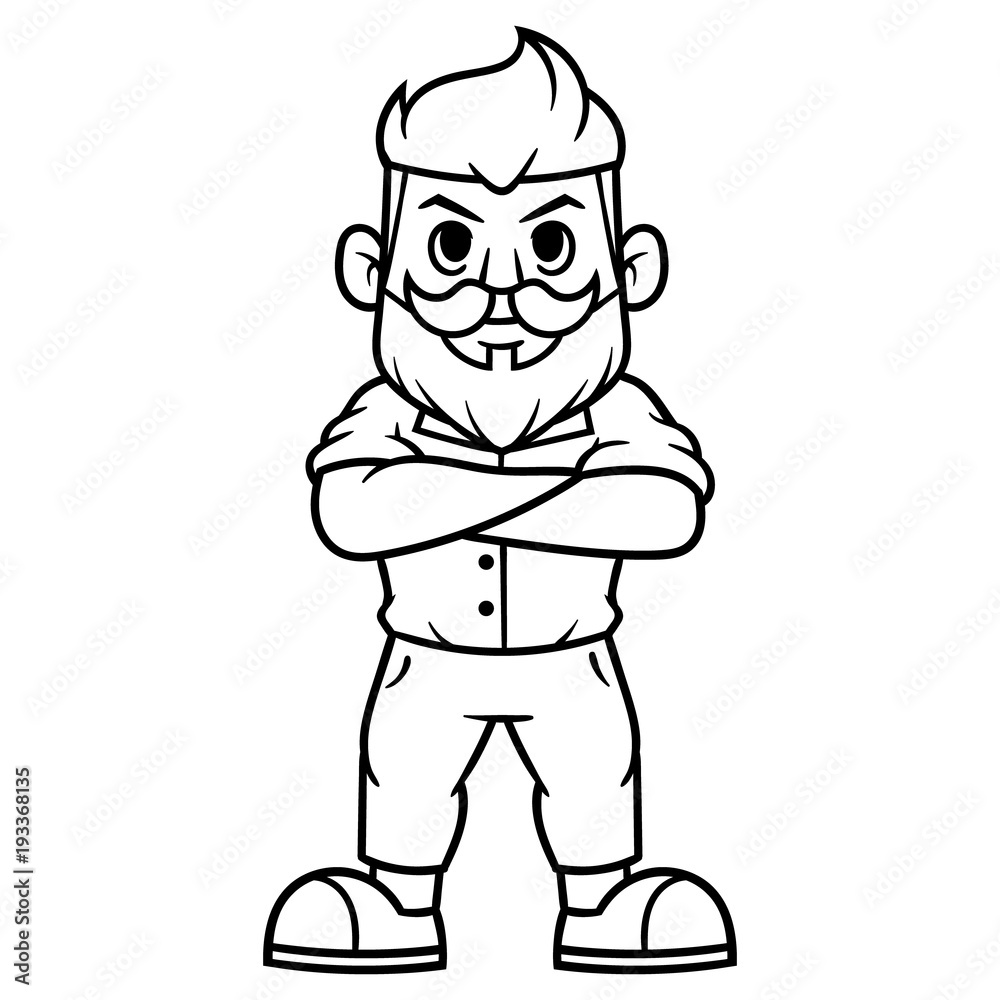 Cartoon Male Hipster Character Outline Stock Vector | Adobe Stock