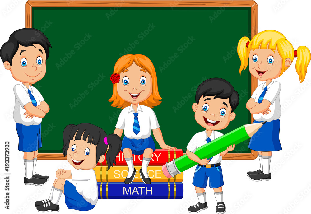 Cartoon school kids studying in the classroom Stock Vector | Adobe Stock