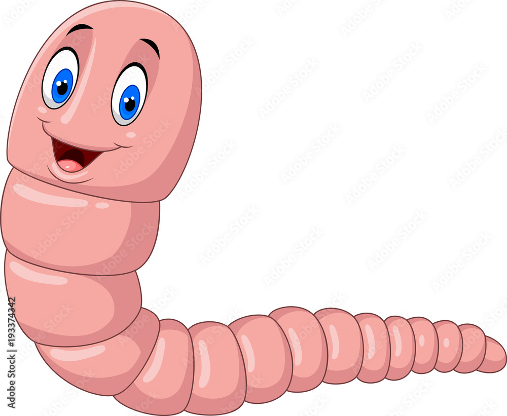 Cartoon happy earthworm isolated on white background Stock Vector ...