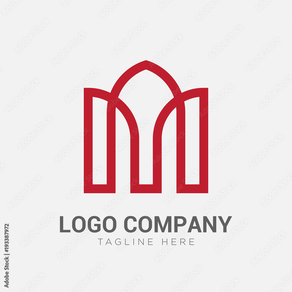 Letter M logo vector. Simple and clean flat design of mosque logo ...