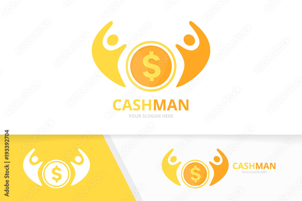 Vector coin and people logo combination. Money and family symbol or ...