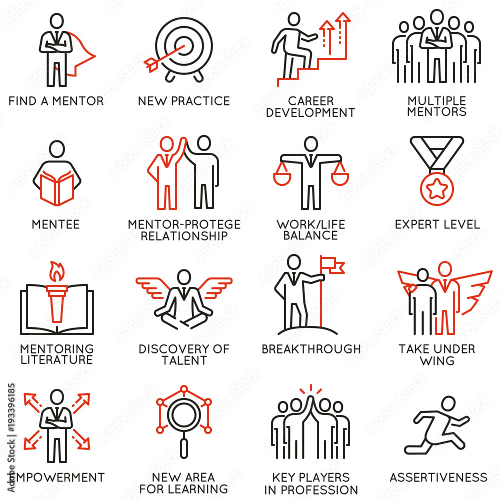 Vector set icons related to career progress, corporate management ...