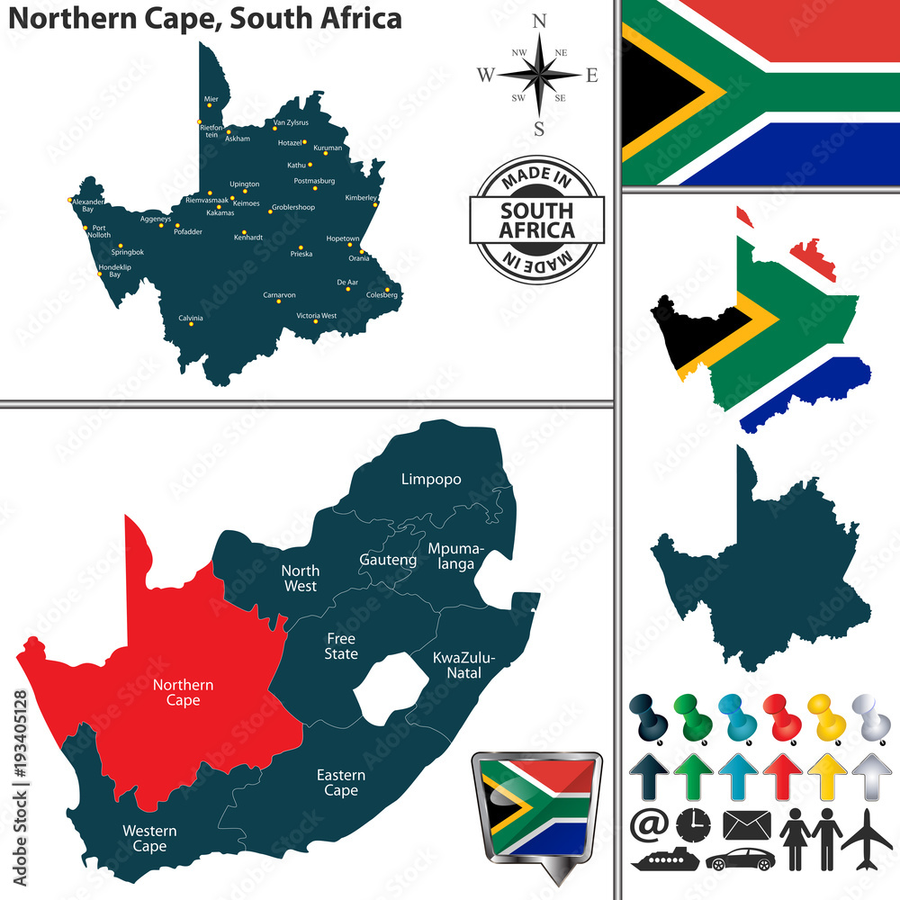 Map of Northern Cape, South Africa Stock Vector | Adobe Stock