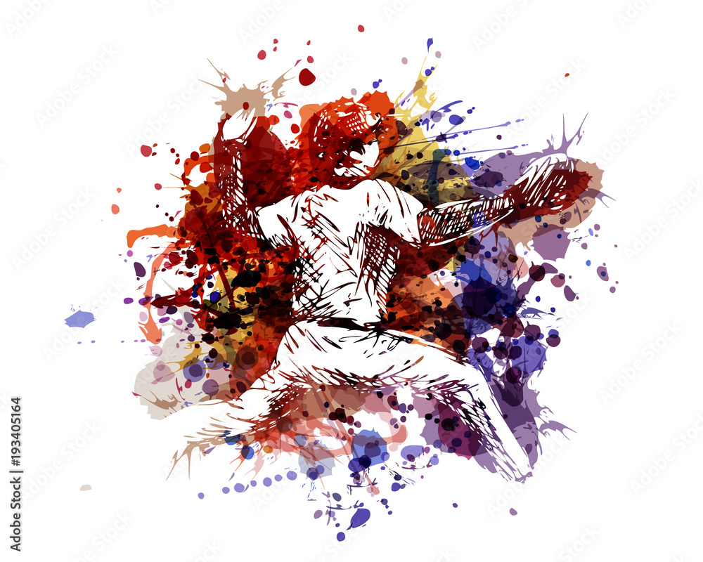 Vector color illustration of a baseball player Stock Vector | Adobe Stock