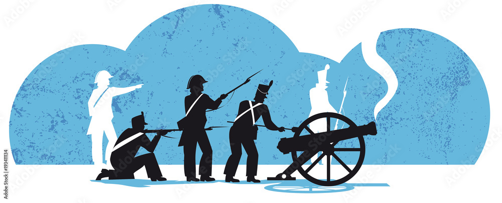 Poster The Battle of Waterloo 1815, french soldiers with cannon – Wall ...