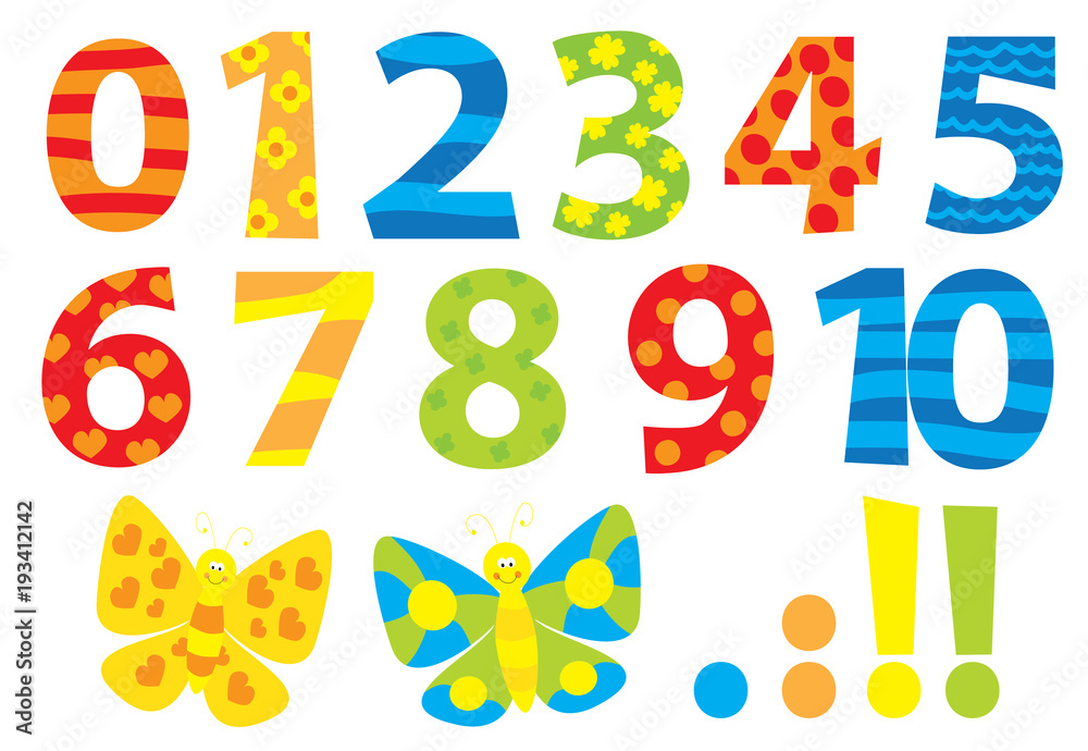 Nice colorful spring cartoon numbers set for children :1-10 Stock ...