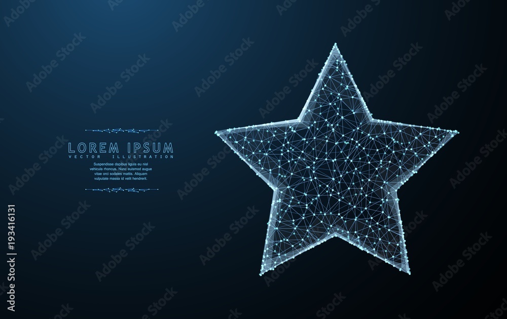 Star. Polygonal wireframe mesh art with crumbled edge looks like ...