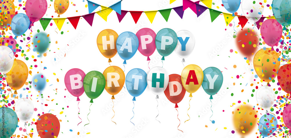 Colored Confetti Balloons Festoons Header Happy Birthday Stock ...