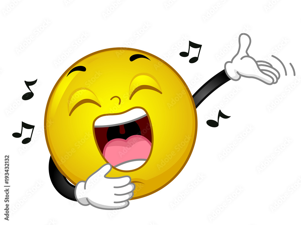 Mascot Smiley Sing Illustration Stock Vector | Adobe Stock