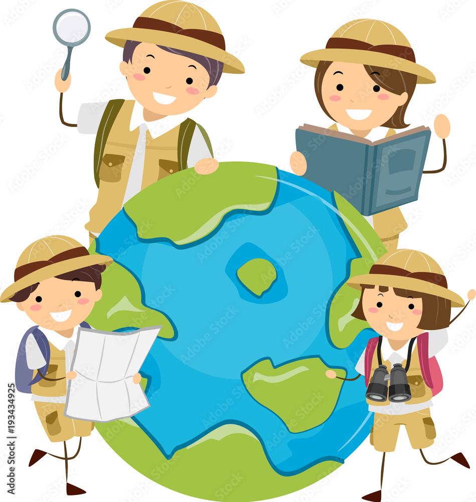 Stickman Family Explorer Earth Illustration Stock Vector | Adobe Stock