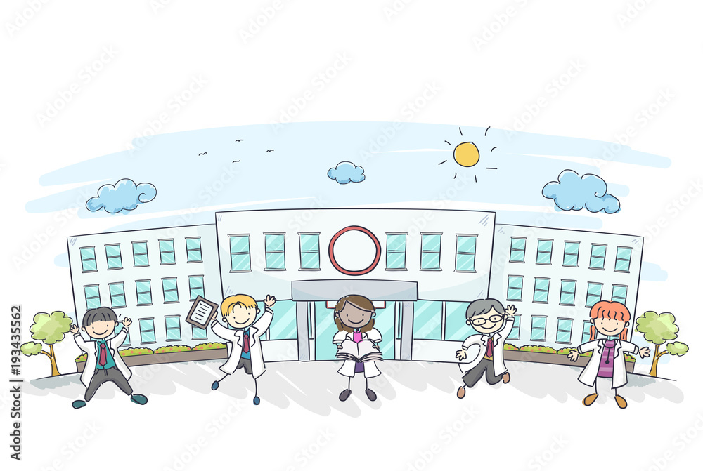 Stickman Kids Hospital Doctors Illustration Stock Vector | Adobe Stock
