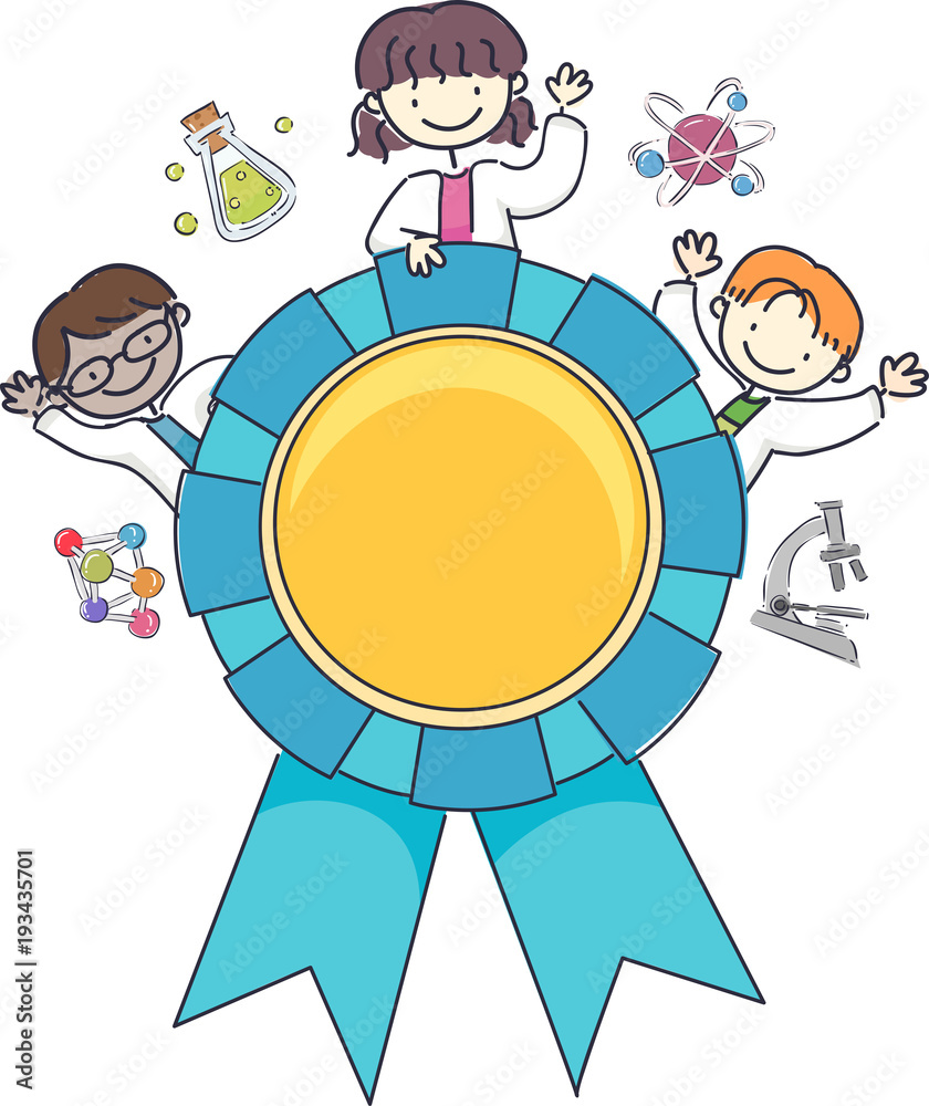 Stickman Kids Scientist Award Illustration Stock Vector | Adobe Stock