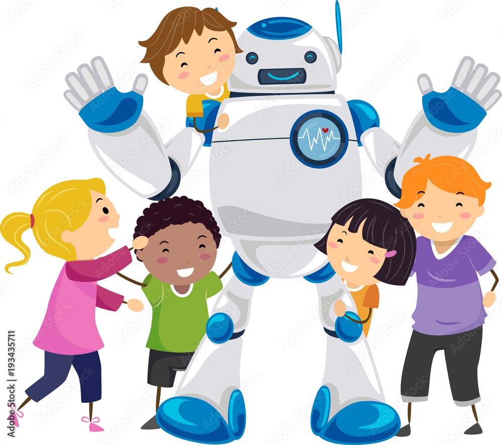 Stickman Kids Robot Doctor Illustration Stock Vector | Adobe Stock