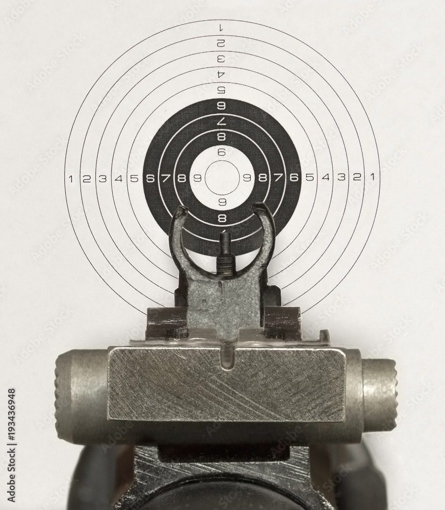 Rifle sighting bar, front sight and target Stock Photo | Adobe Stock