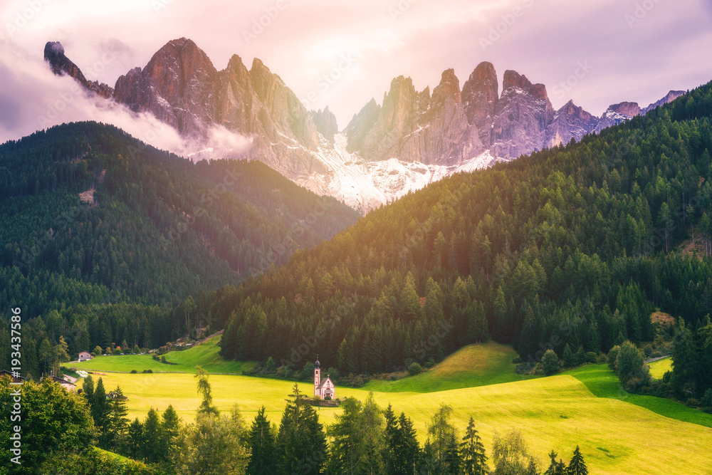 Famous best alpine place of the world, Santa Maddalena (St Magdalena ...