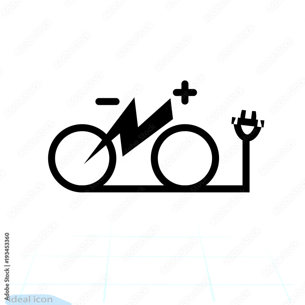 Isolated electric city bike symbol icon. Trekking e-bike line ...
