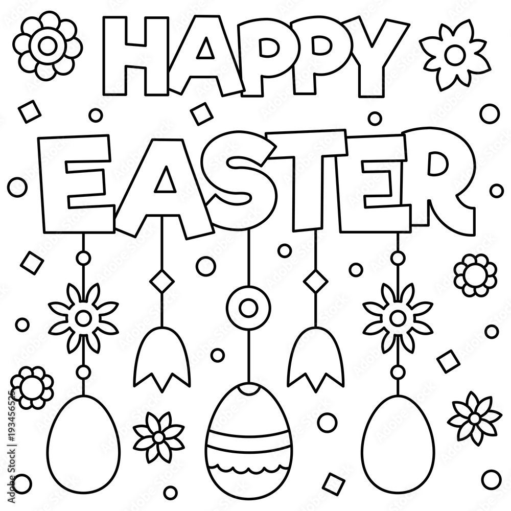 Happy Easter. Coloring page. Vector illustration. Stock Vector | Adobe ...