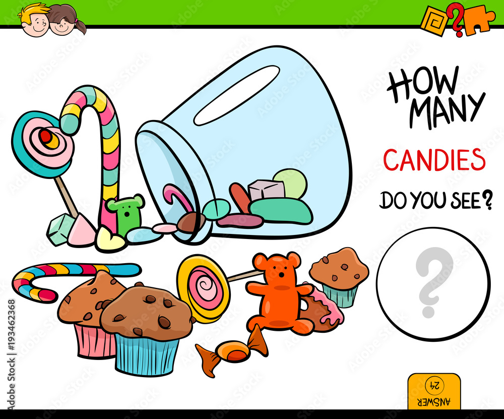 counting candies educational activity game Stock Vector | Adobe Stock
