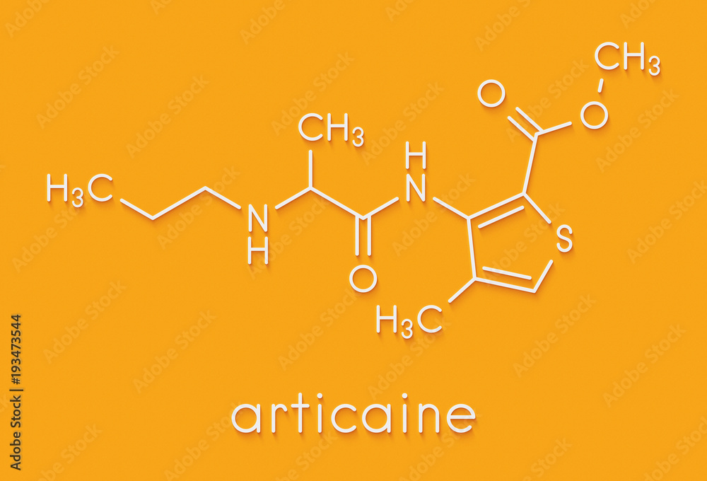 Articaine local anesthetic drug molecule. Skeletal formula. Stock Illustration | Adobe Stock