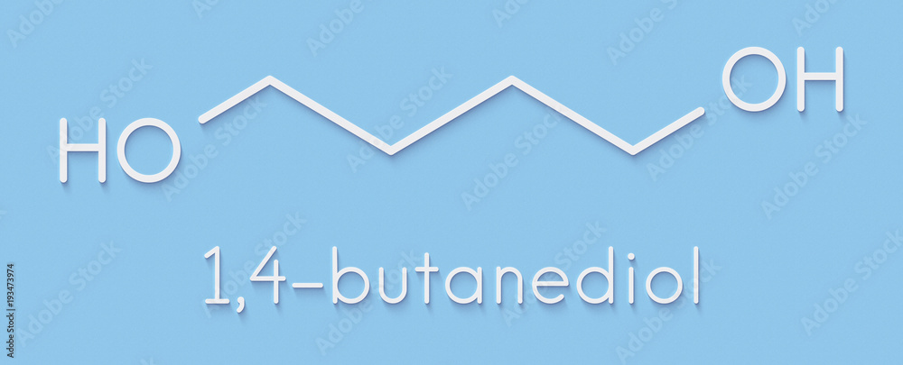 1,4-Butanediol solvent and recreational drug molecule. Skeletal formula ...