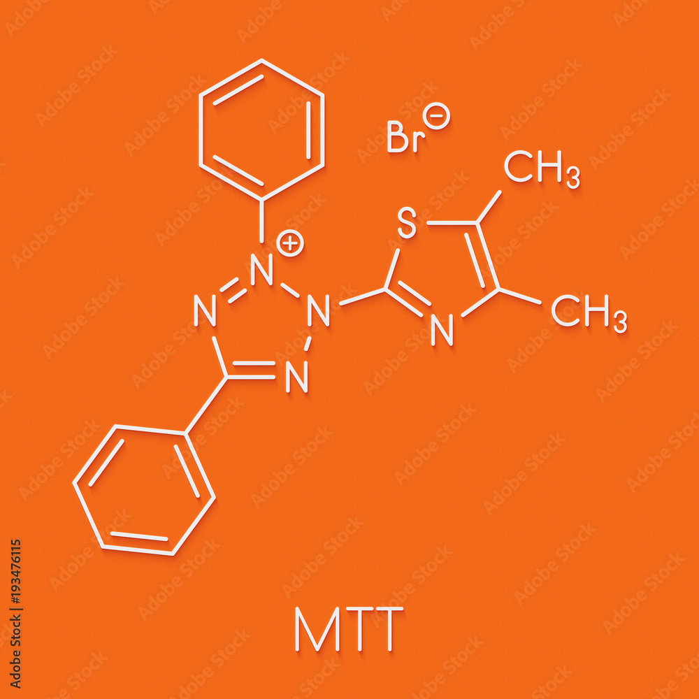 MTT yellow tetrazole dye molecule. Used in MTT assay, used to measure ...