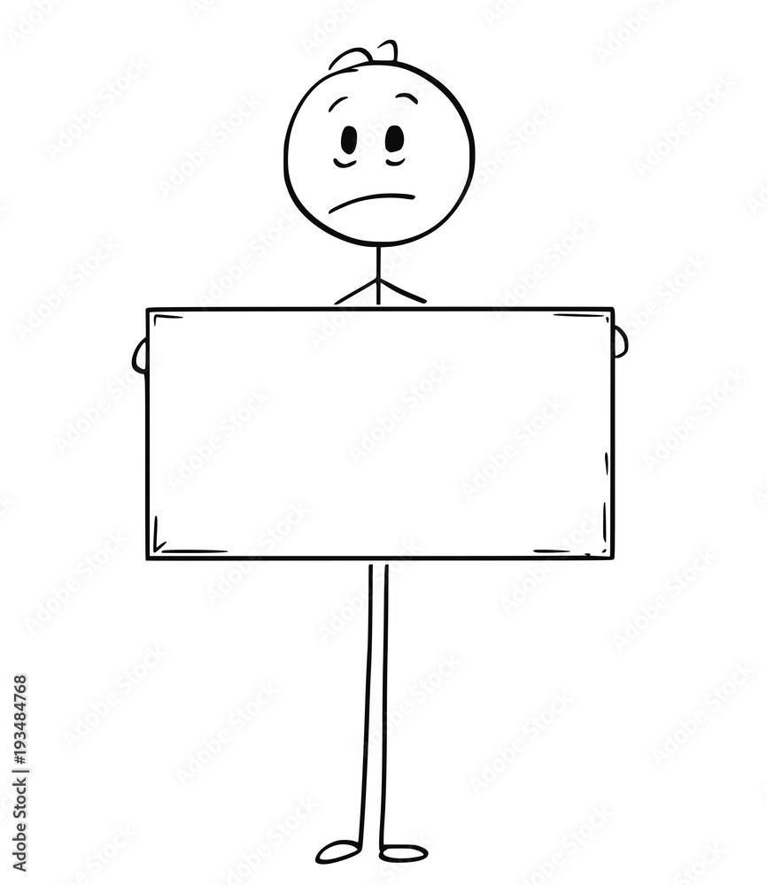 Cartoon stick man drawing conceptual illustration of sad man or ...