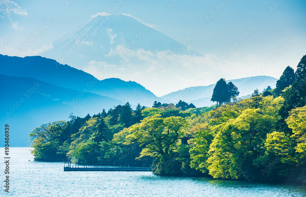 Mount Fuji from lake Ashinoko, Hakone, Japan Stock Photo | Adobe Stock