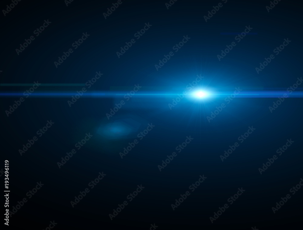 Luce, raggio di sole luminoso nello spazio. Bagliore stella. Luce blu ...