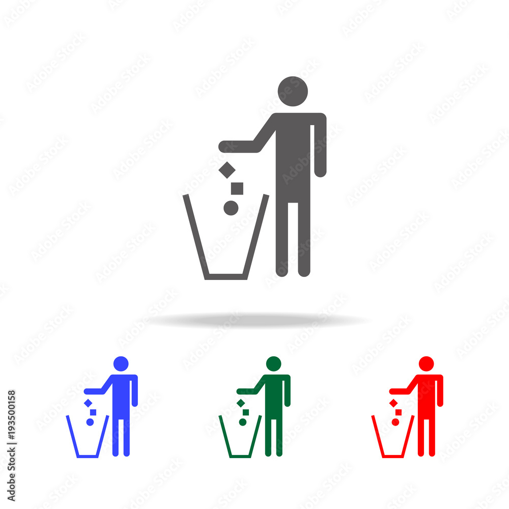 throw garbage icon. Elements in multi colored icons for mobile concept ...