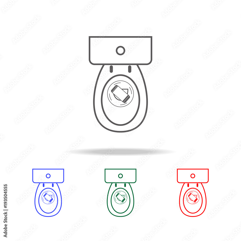 smart phone in the toilet icon. Elements in multi colored icons for ...