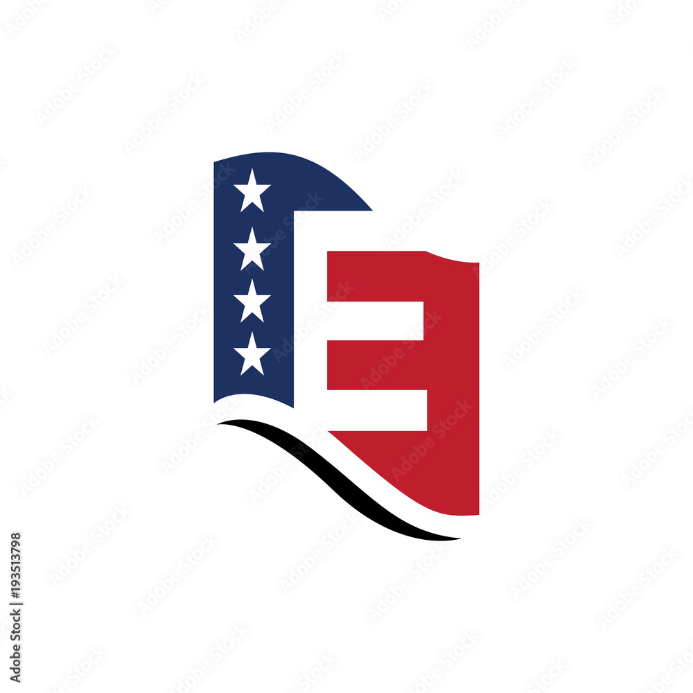 Vector letter E logo design for American flag Stock Vector | Adobe Stock