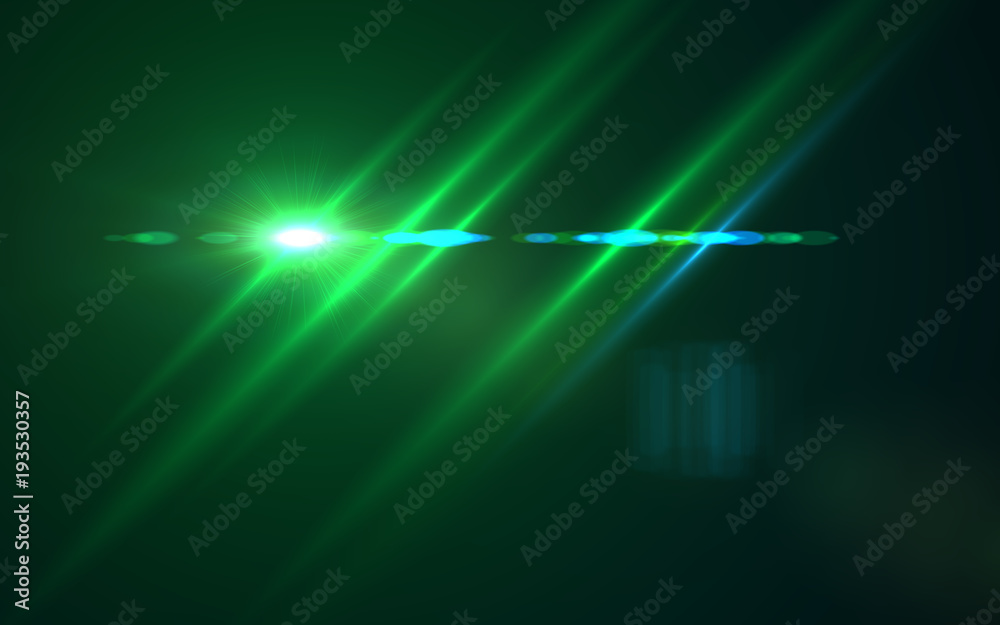 Abstract Design natural green lens flare and Rays background.Lens flare ...