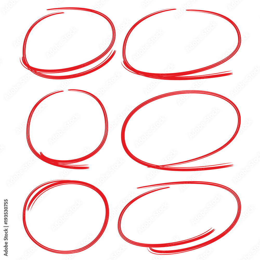 red hand drawn and doodle circle highlighter for text Stock Vector ...