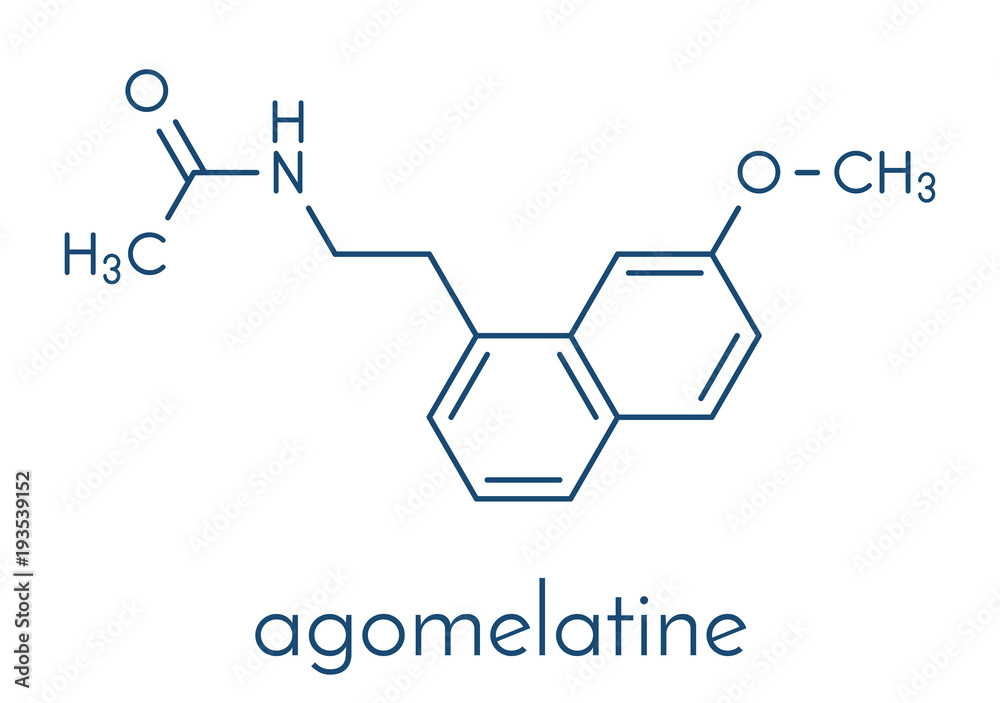 Agomelatine antidepressant drug molecule. Skeletal formula. Stock Vector | Adobe Stock