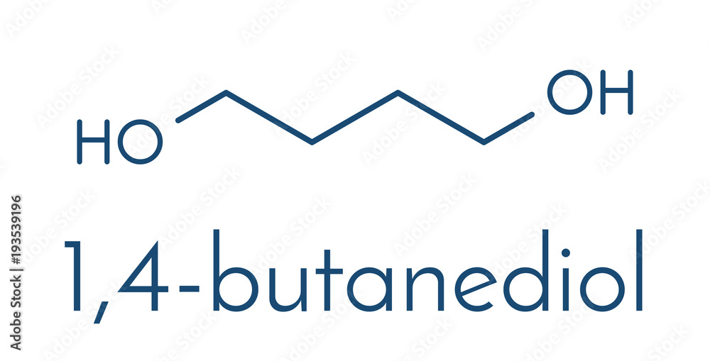 1,4-Butanediol solvent and recreational drug molecule. Skeletal formula ...