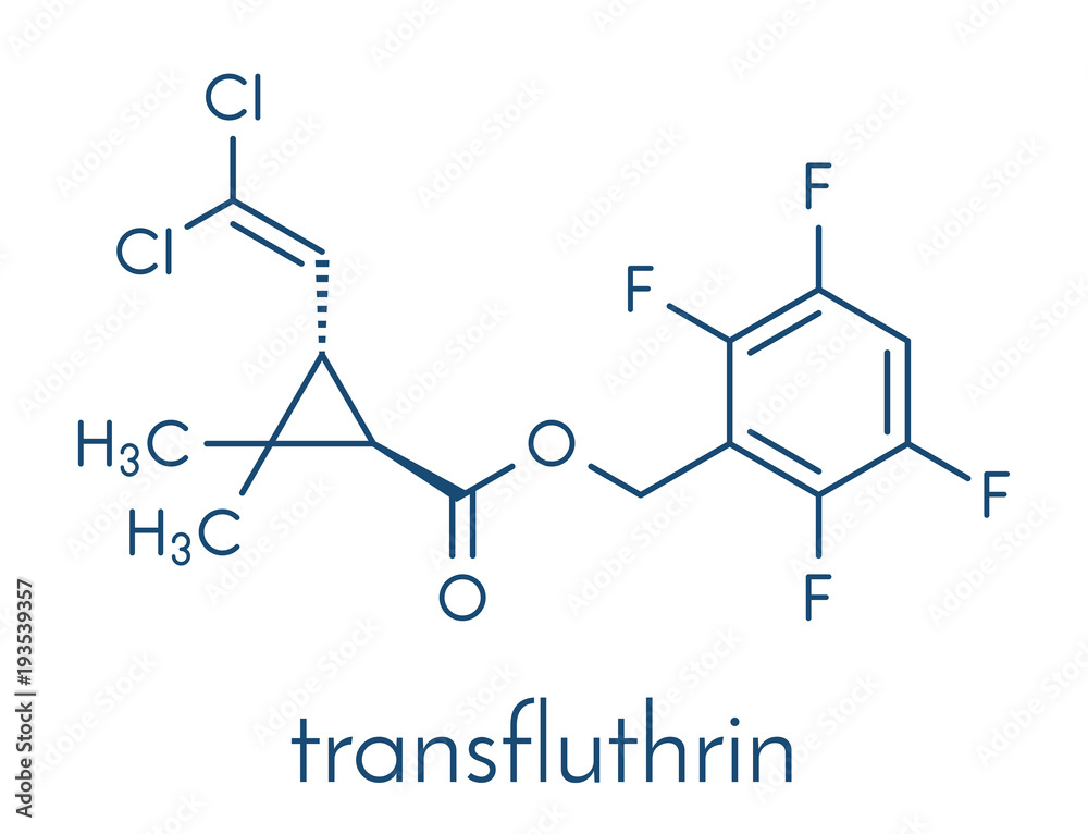 Transfluthrin insecticide molecule. Skeletal formula. Stock Vector ...