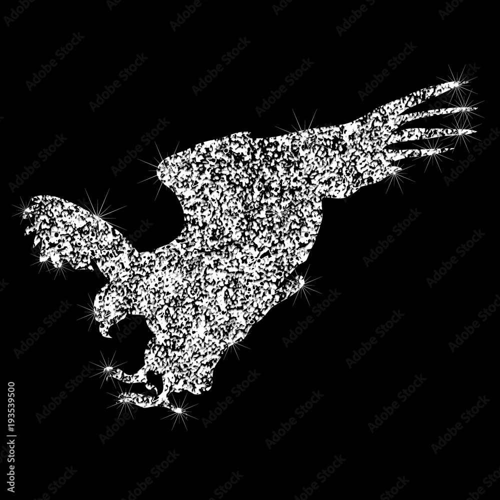 Eagle icon. Effect of diamond. Transparent silver jewelry eagle sign ...
