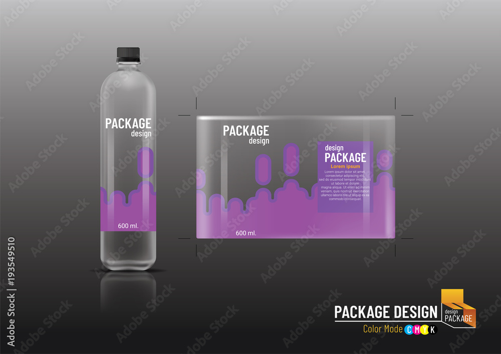 Package design, Label & Plastic bottles, mock up-Vector illustration ...