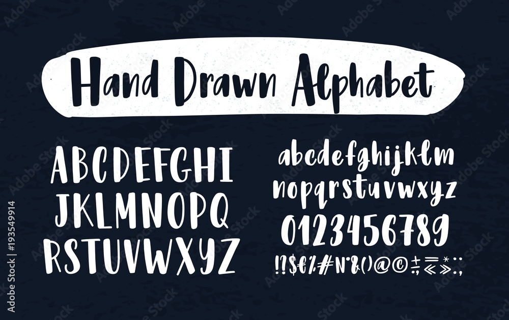 Stylish hand drawn english alphabet. Collection of upper and lower case ...